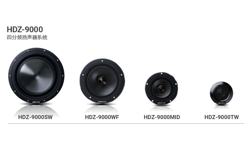阿尔派(Alpine)大F1汽车音响Alpine F1 Status系列阿尔派HDZ-9000 Hi-Res高音质四分频扬声器系统-重庆圣听汽车音响